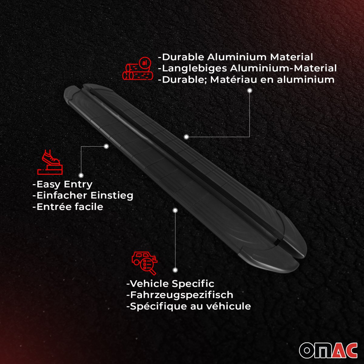 Audi Q3 Side Steps - Omac USA - APA Aluminium - Black - '11-'18, 1117938B