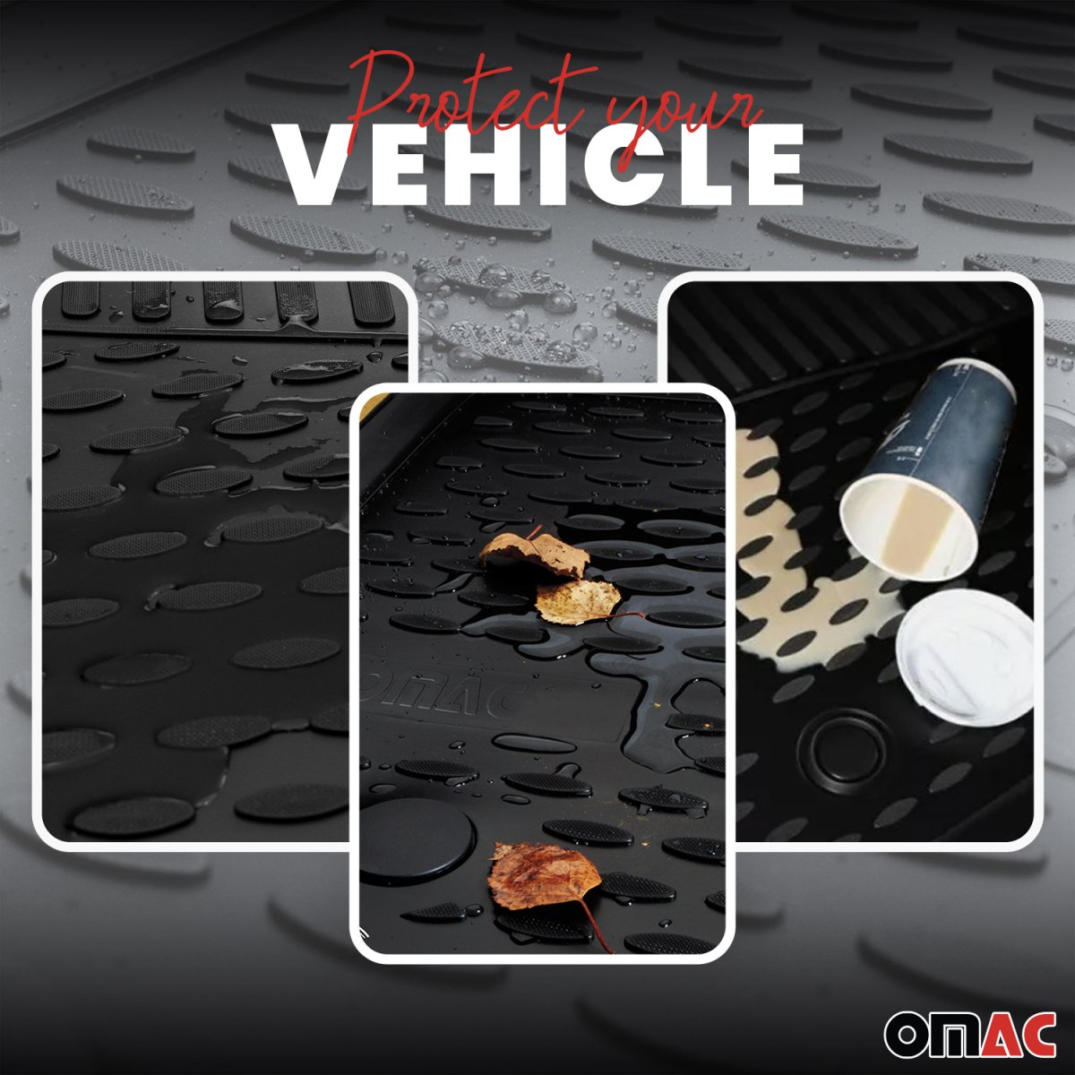 Hyundai Sonata Floor Mats - Omac USA - Rubber TPE - Black - 2019, 3252444