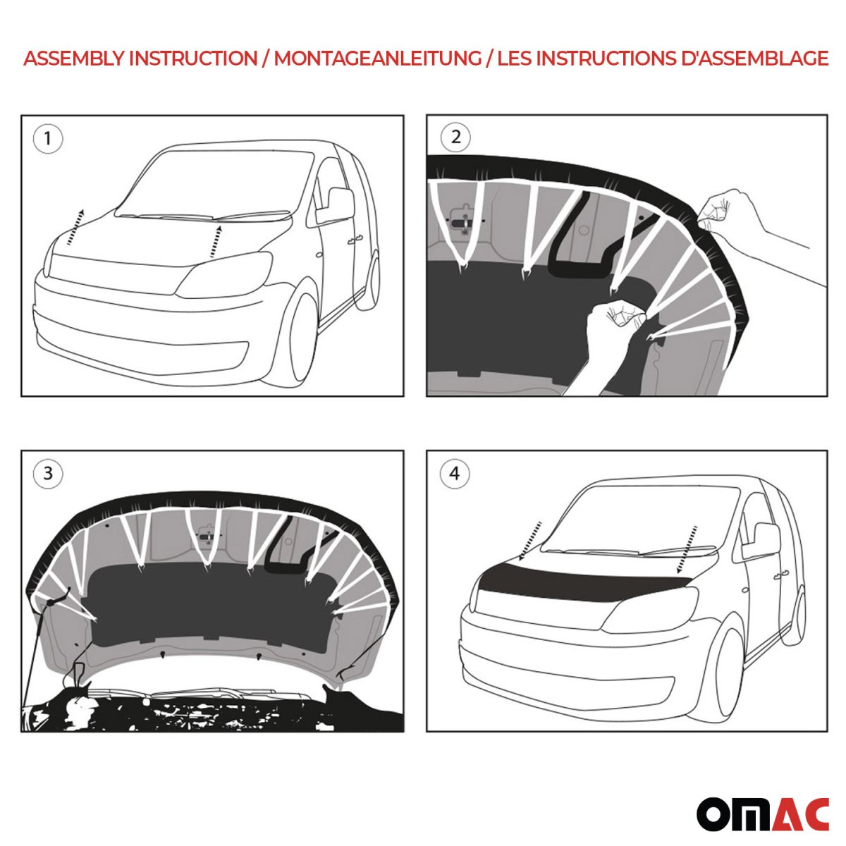 Honda Civic Bonnet Bra - Omac USA - Half Vinyl - Black - '06-'12, 3401BSZ4