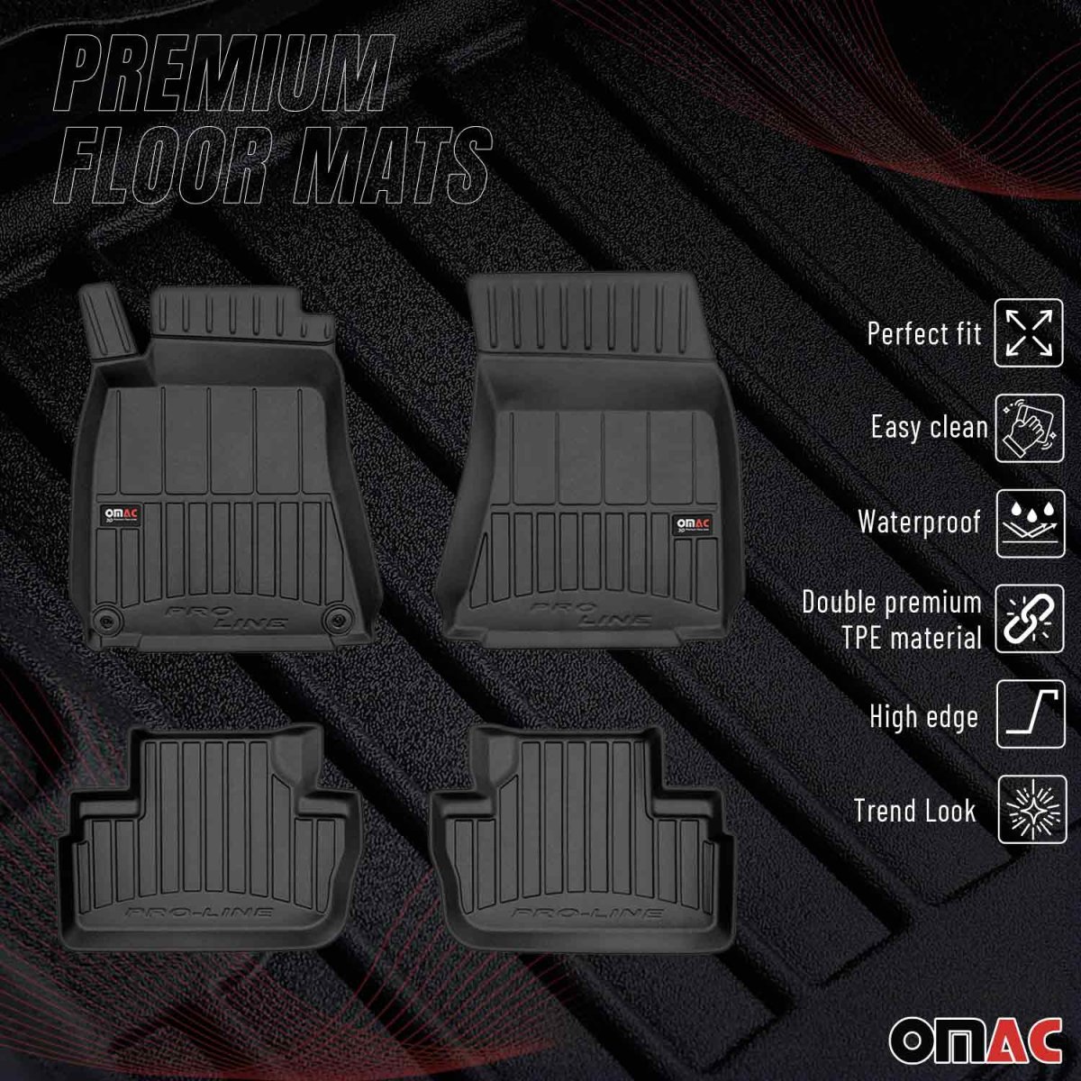 Lexus IS Floor Mat - Omac USA - Proline Floor Mat Premium TPE - Black ...