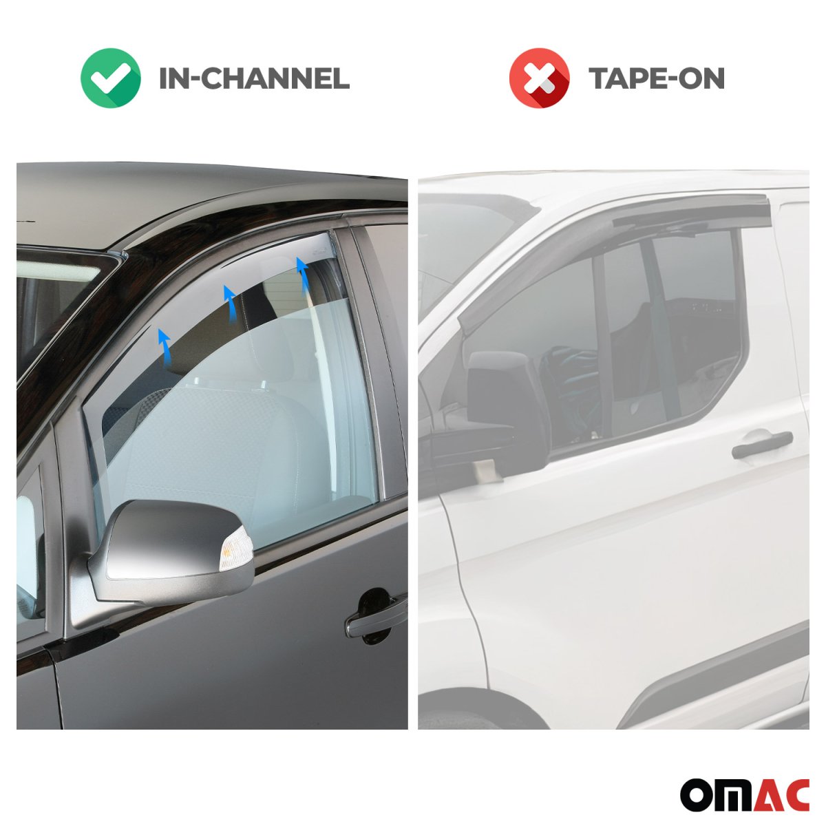Mercedes Sprinter Wind Deflector - Omac USA - Acrylic 2 Pcs - Black ...