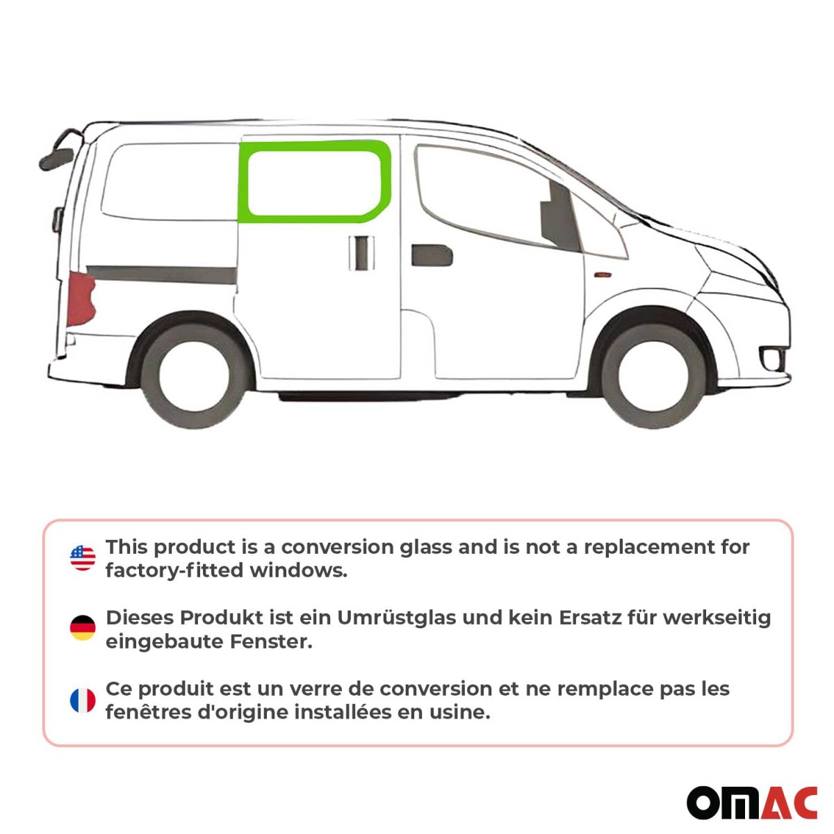 Nissan NV200 Front Side Fixed Glass - Omac USA - Galaxy - 2013, 5035405 ...