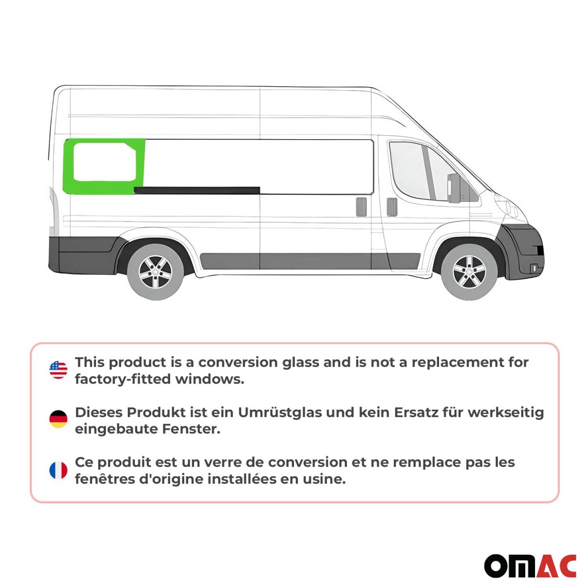 RAM PROMASTER Cargo Van Rear Side Fixed Glass - Right (L4) - Omac USA ...