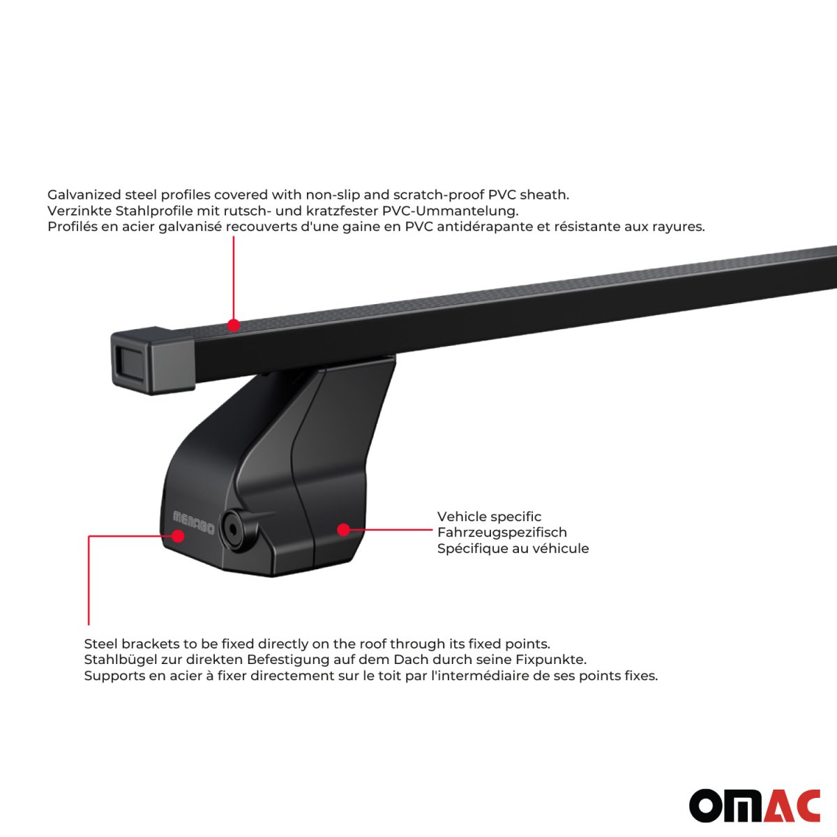 Mercedes-Benz EQE V295 Roof Racks - Omac USA - Omega FP 2Pcs - Black ...