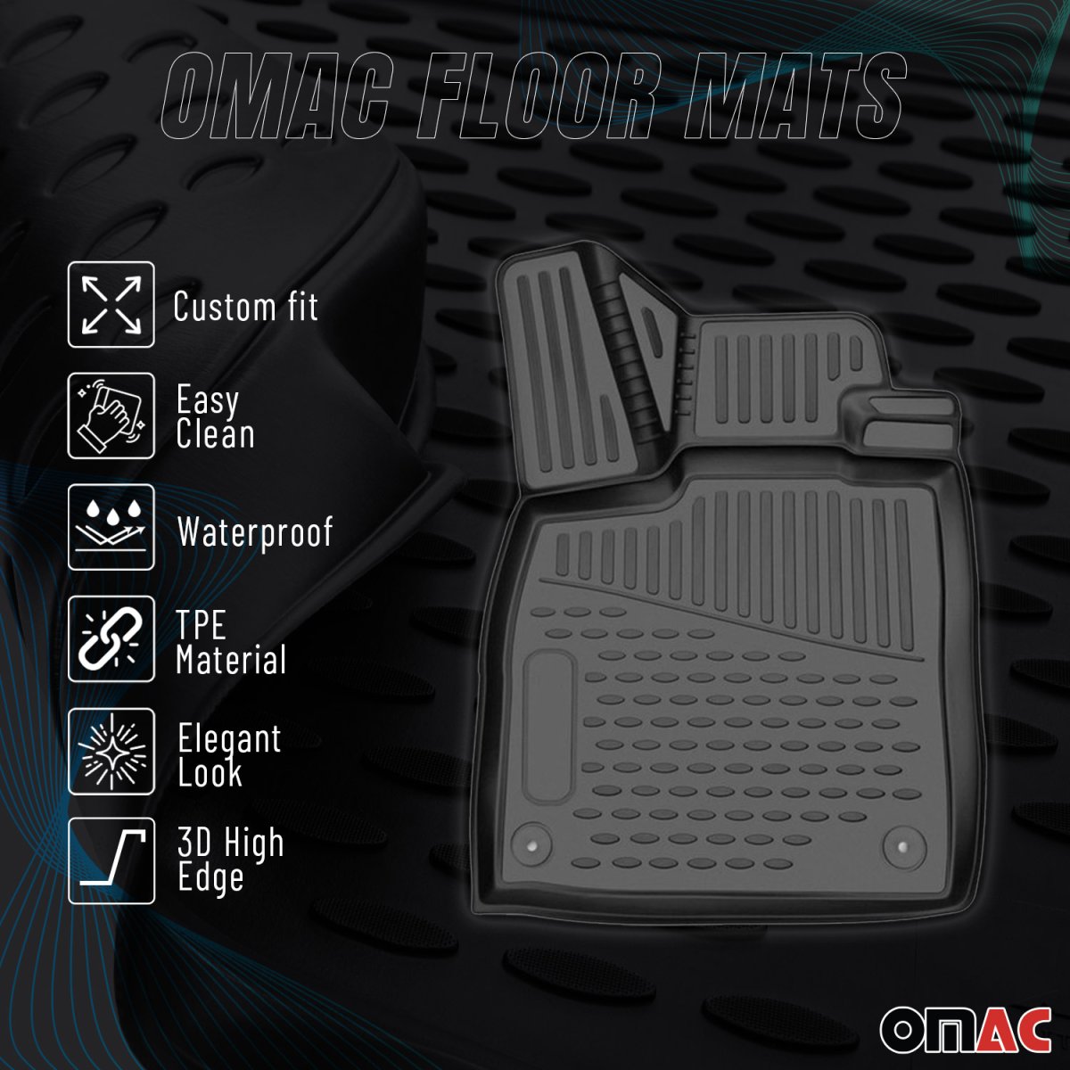 RAM PROMASTER CITY Floor Mats - Omac USA - Rubber TPE - Black - '15-'20 ...