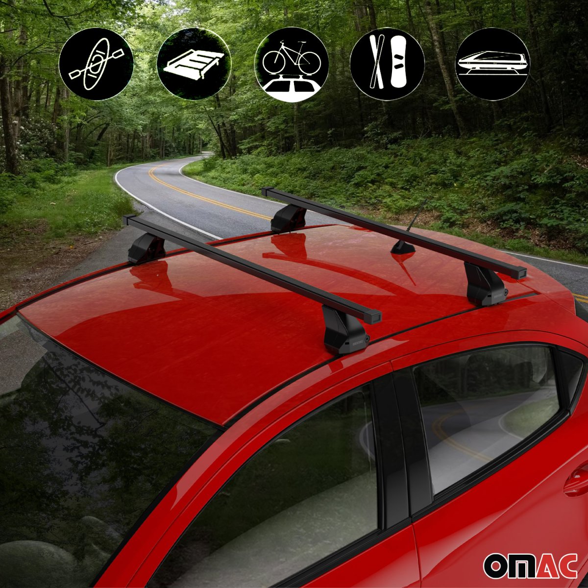 BMW 3 SERIES G20 Roof Racks - Omac USA - Omega FP, 2Pcs - Black - '19 ...
