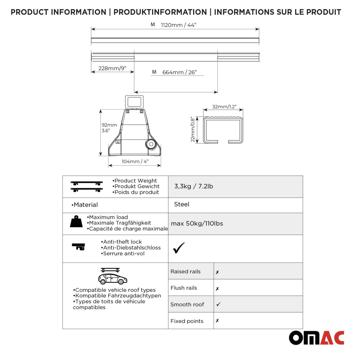 Toyota Corolla HB Roof Racks - Omac USA - Omega G - Black - '19-'22 ...