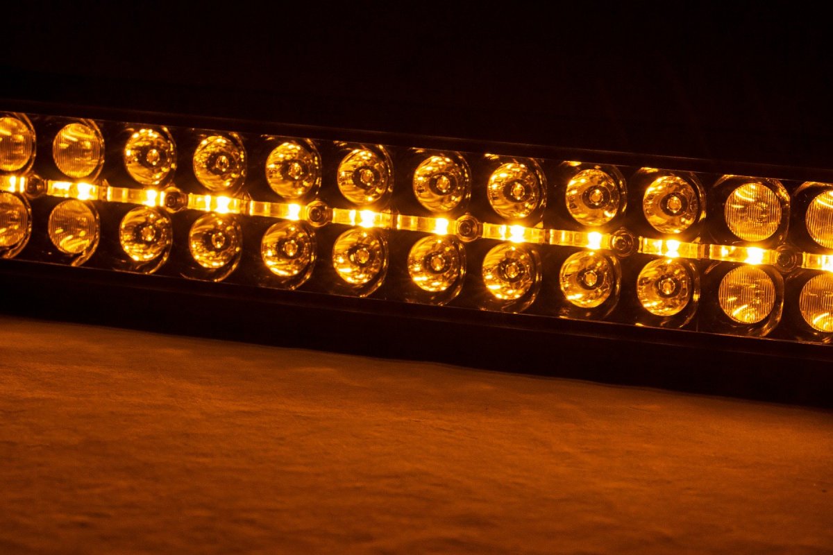 LED Light Bar - Rough Country - Dual Row, Amber DRL, 20 Inch - Black ...