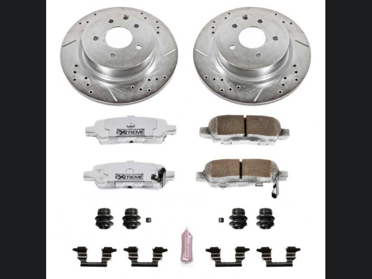 Nissan 370Z Brake Kit - Rear - PowerStop - Drilled & Slotted Rotors ...