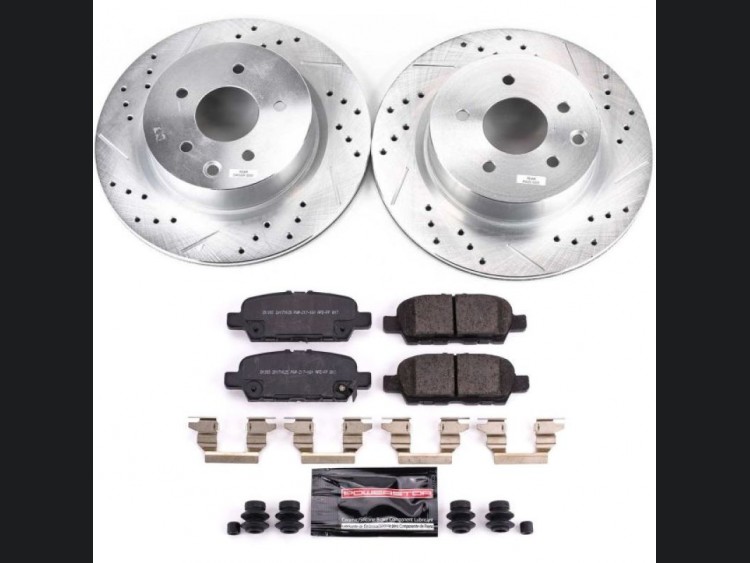 Nissan 370Z Brake Kit - Rear - PowerStop - Drilled & Slotted Rotors ...