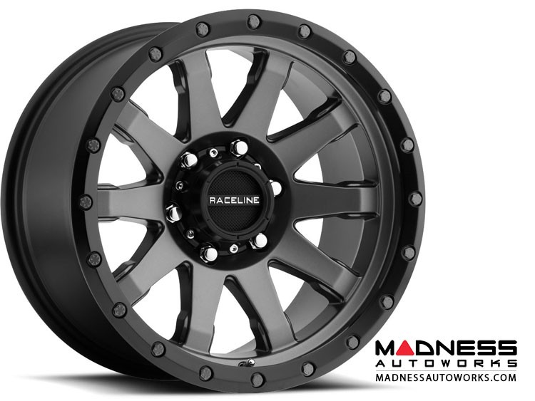 Jeep Wrangler Custom Wheels by Raceline - 934G - 20"x10" - Clutch Gun Metal