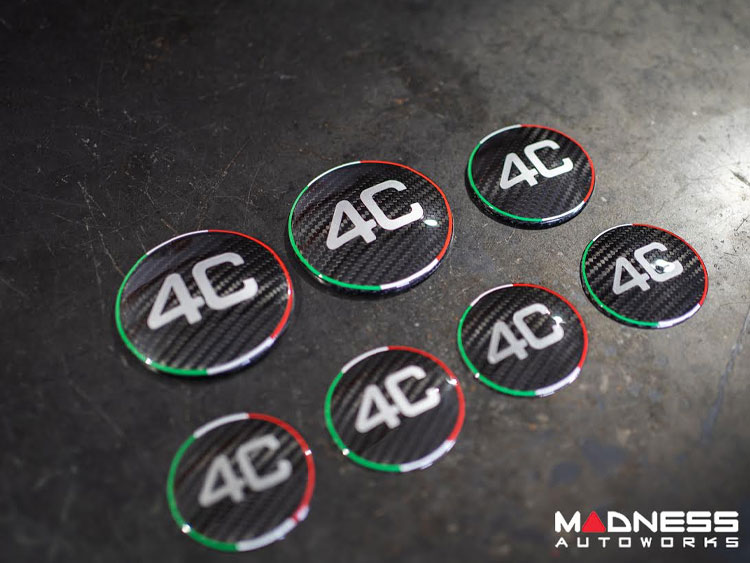 Alfa Romeo 4C Carbon Fiber Badge Cover Kit - Italian Stripe, AR4C-025.IS