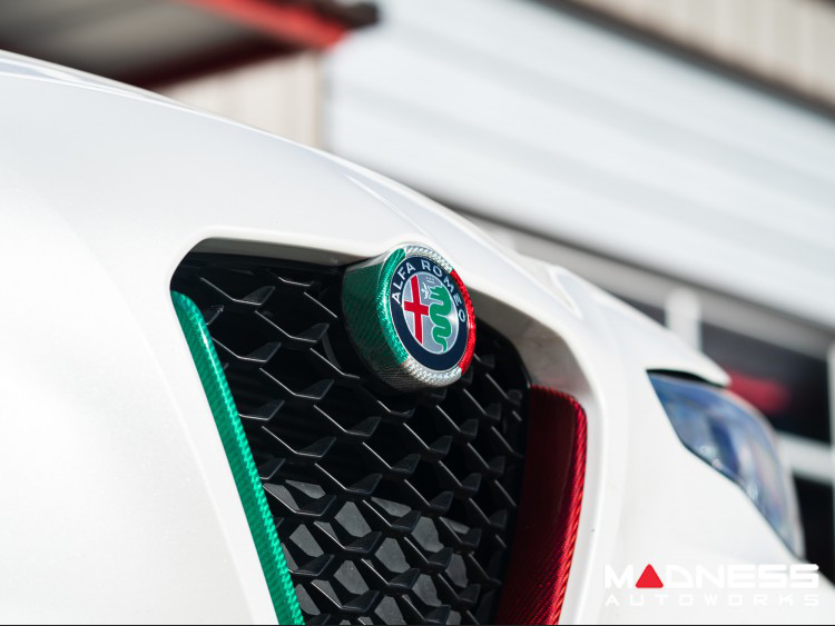 Alfa Romeo Giulia Front Emblem Frame Cover - Carbon Fiber - Italian ...