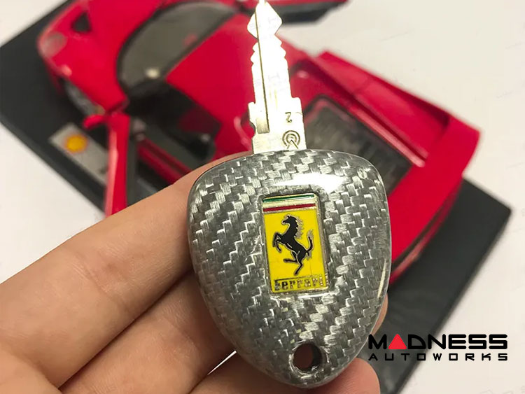 Ferrari F430 Key Fob Cover - Carbon Fiber - White Candy, FER-003.W