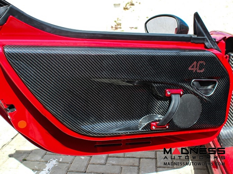 Alfa Romeo 4C Carbon Fiber Door Panels - w/ Red 4C Logo, AR4C-15