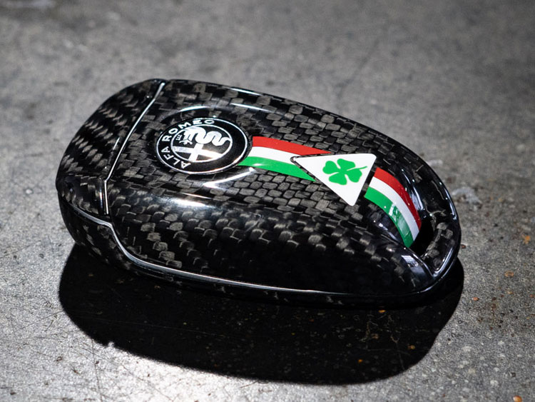 Alfa Romeo Stelvio Key Fob Cover - Carbon Fiber - Black w/ QV Logo ...