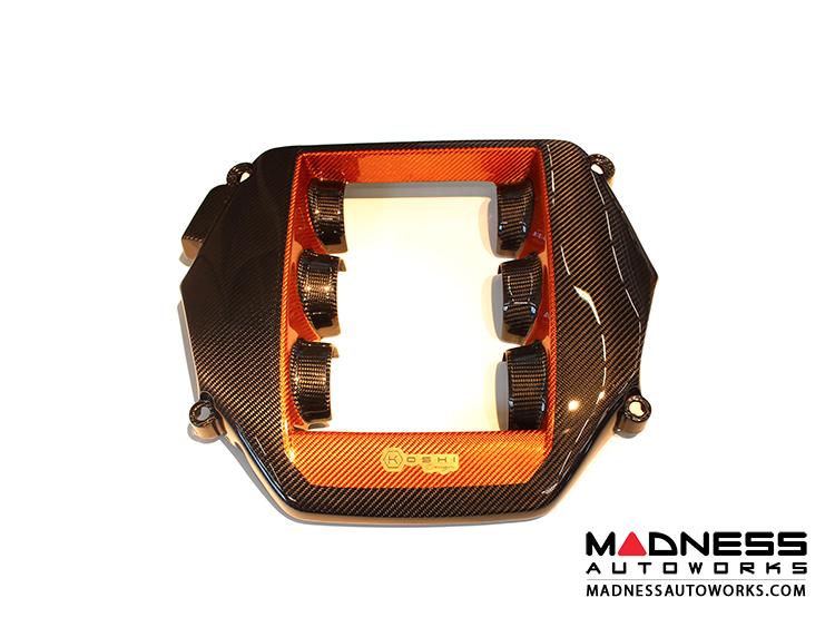 Nissan GT-R Engine Cover in Carbon Fiber w/ Orange Accents, NGRT-007OB